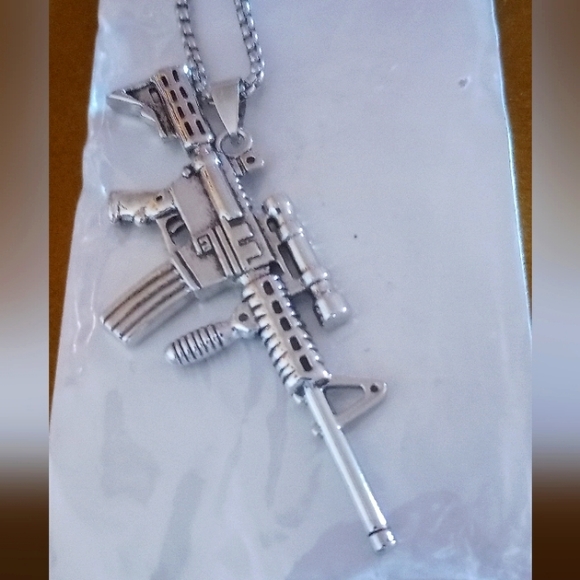 Accessories | New Sexy Silver Assault Rifle Weapon Gun Pendant Chain ...